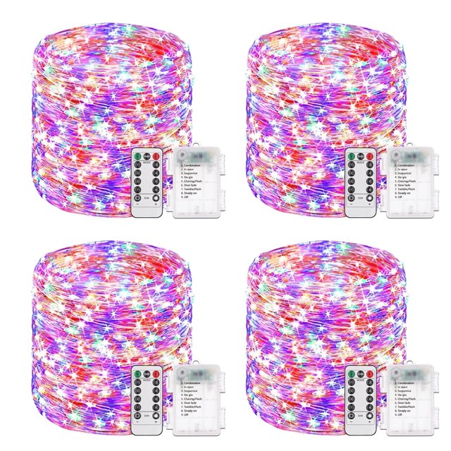 NITIDSKY 100 LED Battery Operated Fairy Lights with Remote Christmas ...