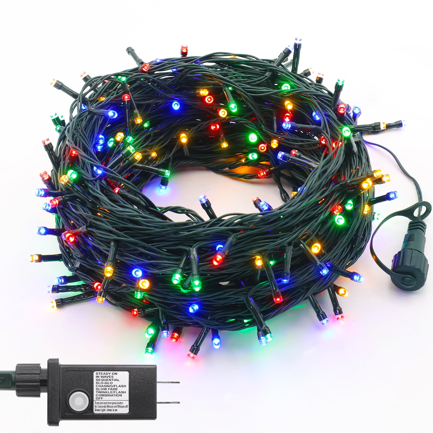NITIDSKY 300 LED Plug in Christmas Lights Green Wire Twinkle Christmas ...