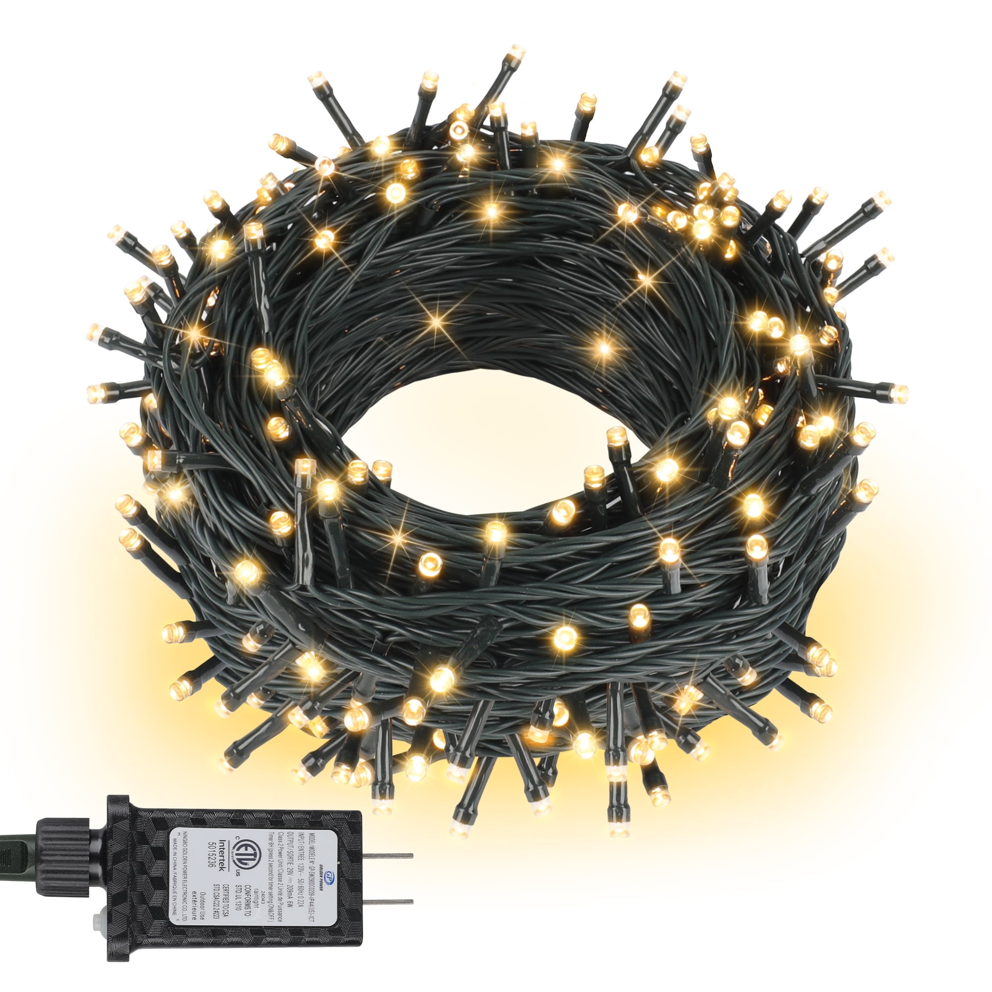 Nitidsky 300 LED Plug-in Christmas Tree Lights, 98ft Green Wire, Warm ...