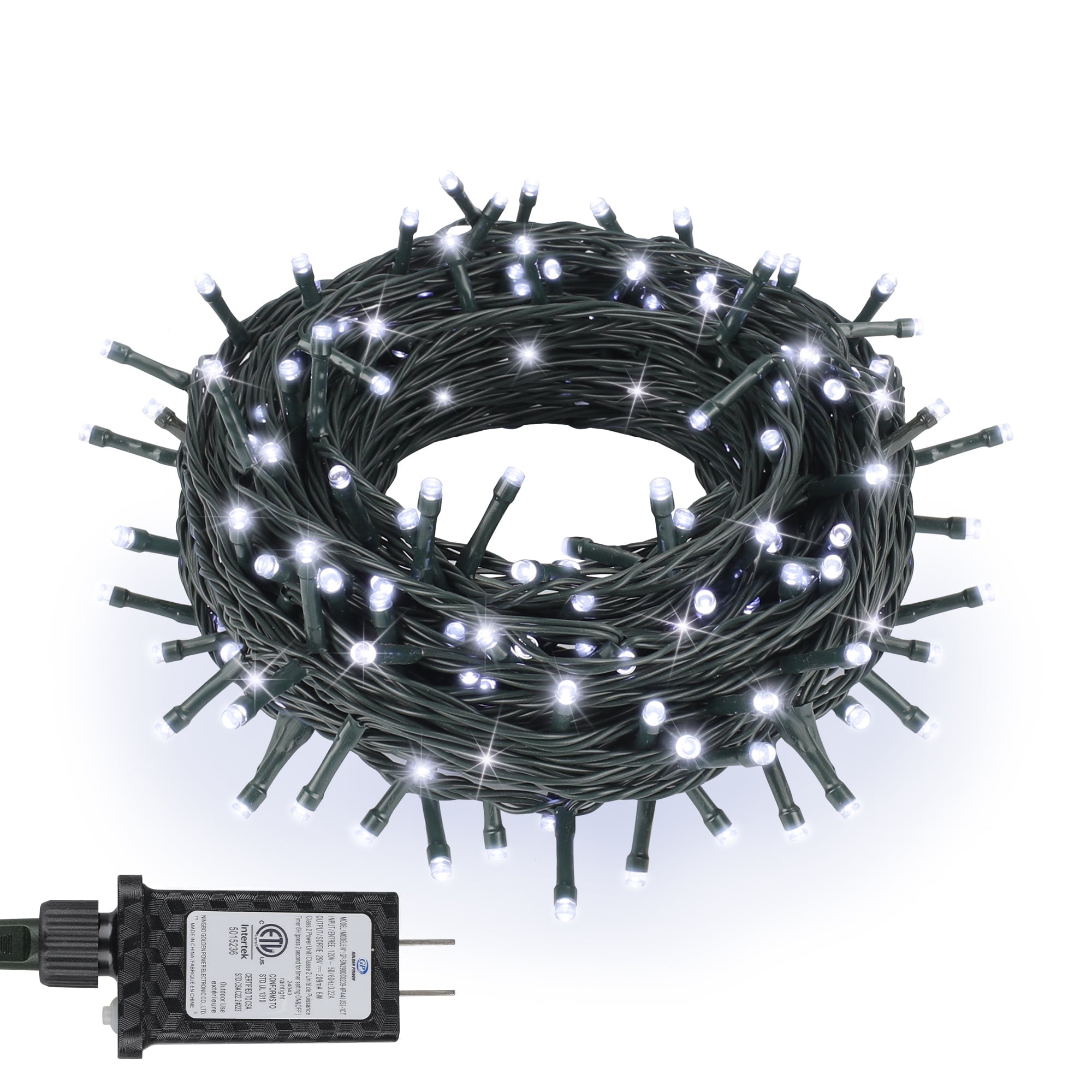 NITIDSKY 33ft 100 LED Plug in Christmas Lights Green Wire Twinkle ...