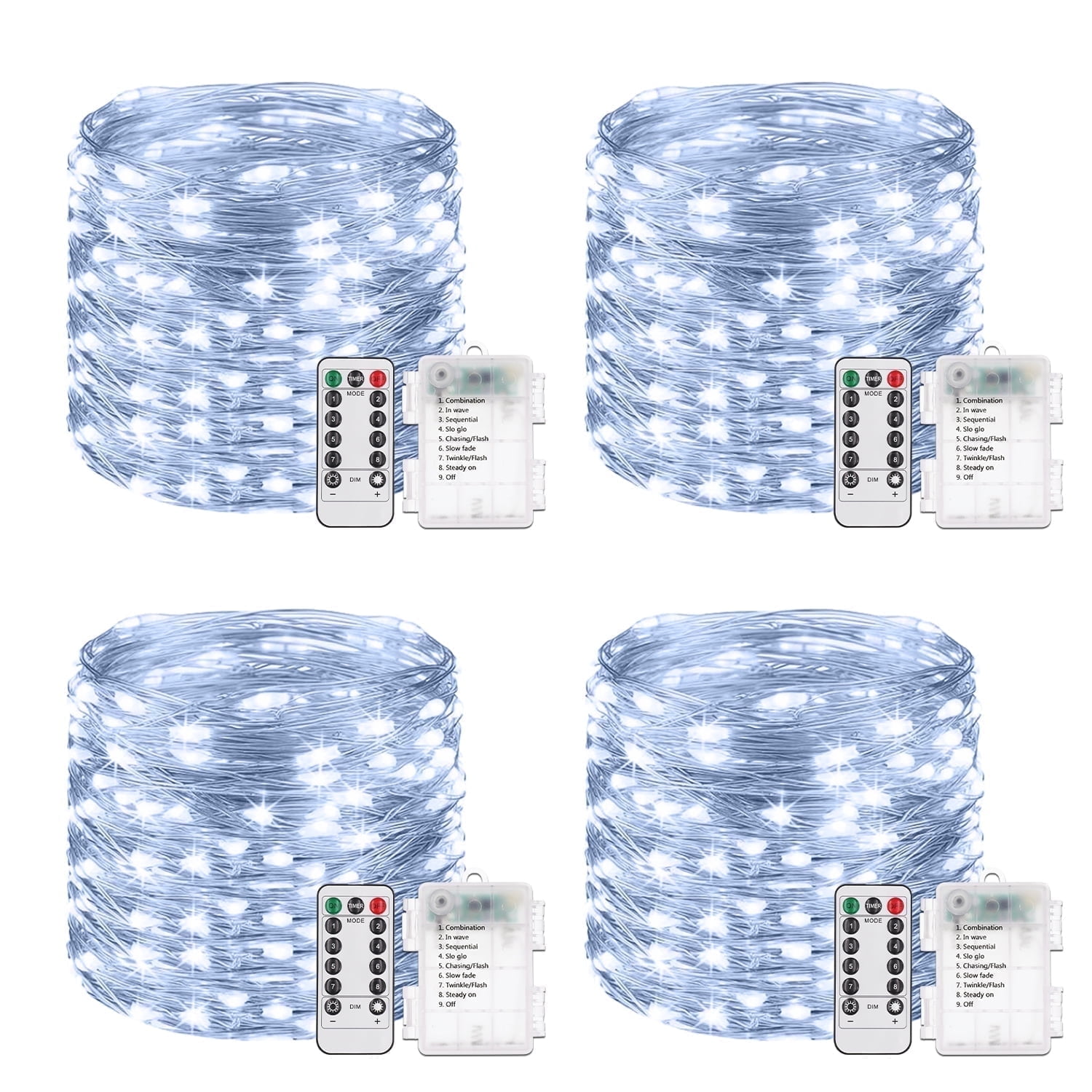 NITIDSKY 100 LED Battery Operated Fairy Lights with Remote Christmas ...