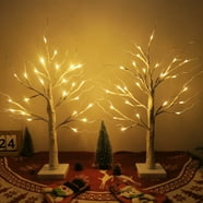 NOWSTO Lighted Birch Trees, 2 Pack 2FT, 24 LED Warm White Lights for ...