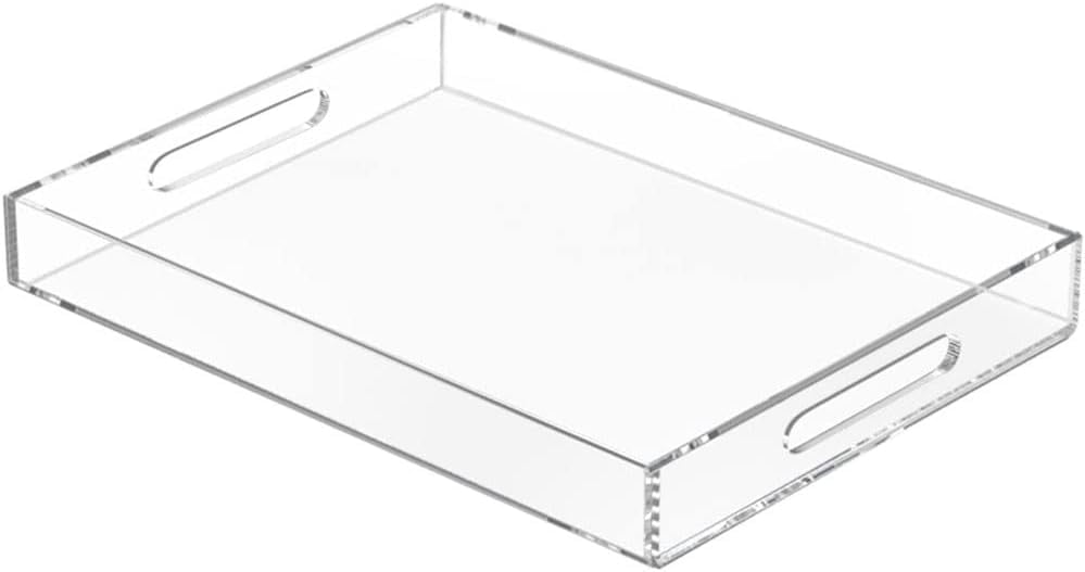 NIUBEE Large 16x12 Clear Acrylic Serving Tray with Handles and Anti ...