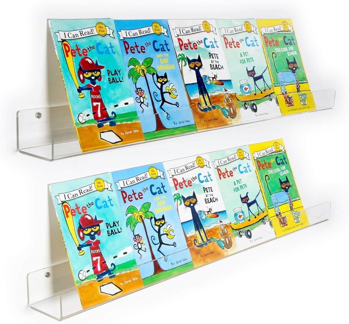 NIUBEE Kids Acrylic Floating Bookshelf, 36 Inch, Clear Wall Mounted, 2 ...