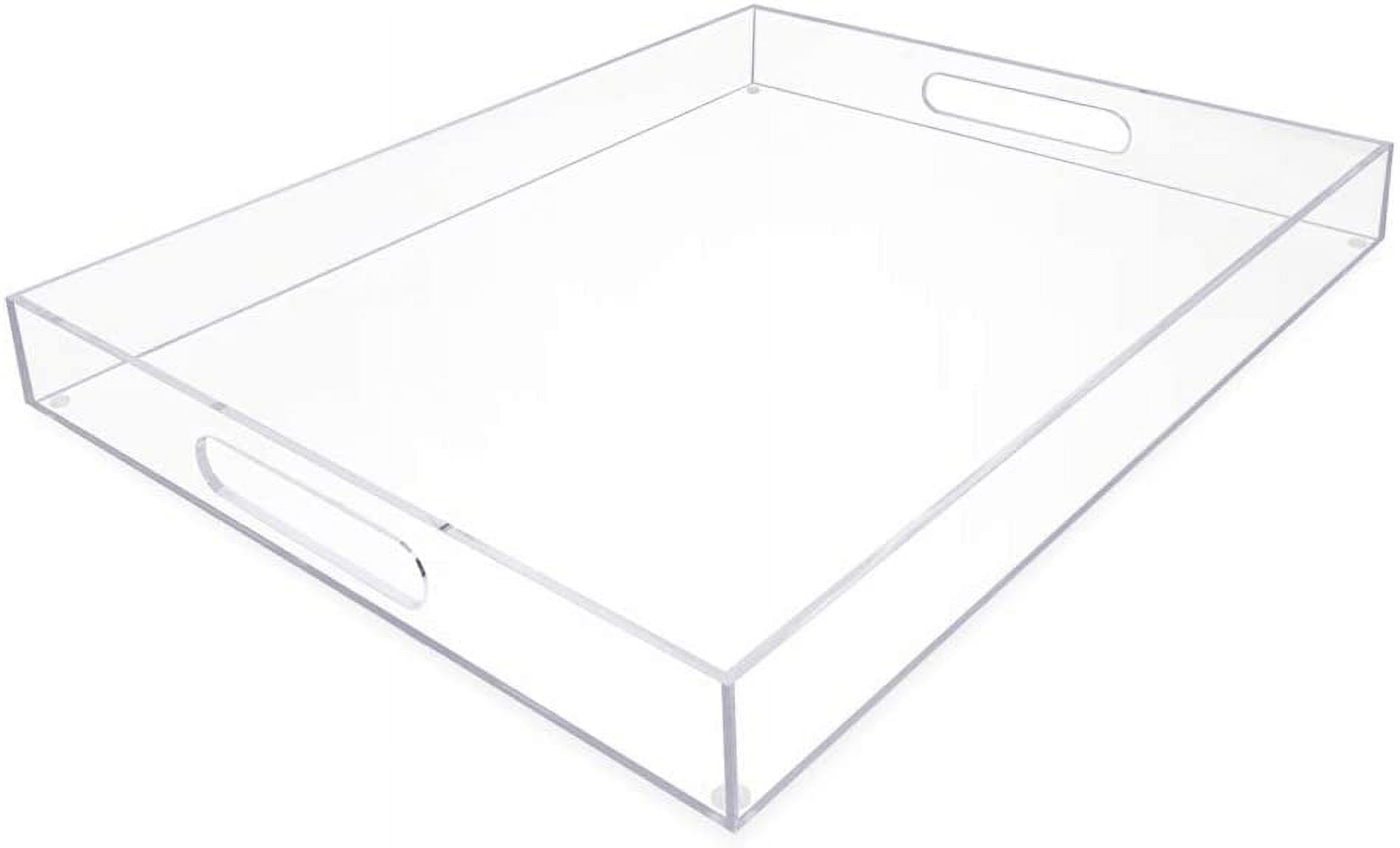 NIUBEE Large Clear Acrylic Serving Tray 20x16Inch with Handles for Food ...