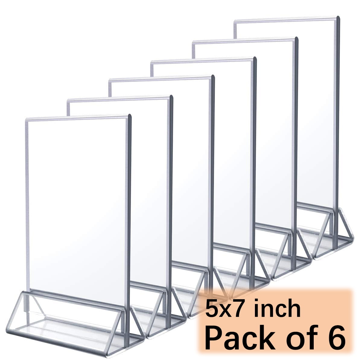 NIUBEE 6 Pack 5x7 Picture Frames Double Sided Acrylic Silver Table ...