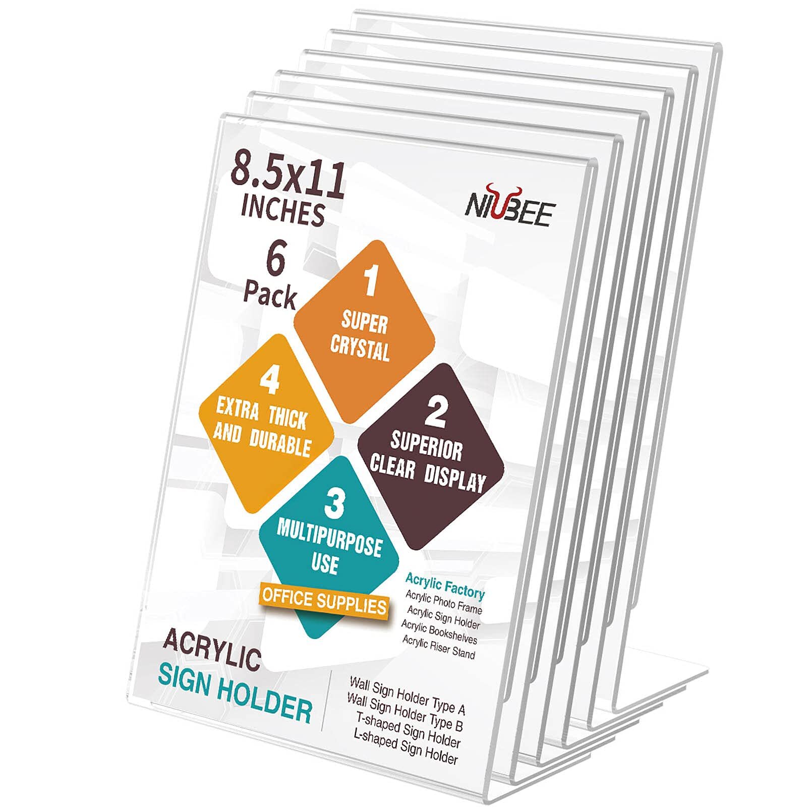 Fabulas Acrylic Sign Holder 8.5 x 11, Clear Plastic Sign Holders for ...