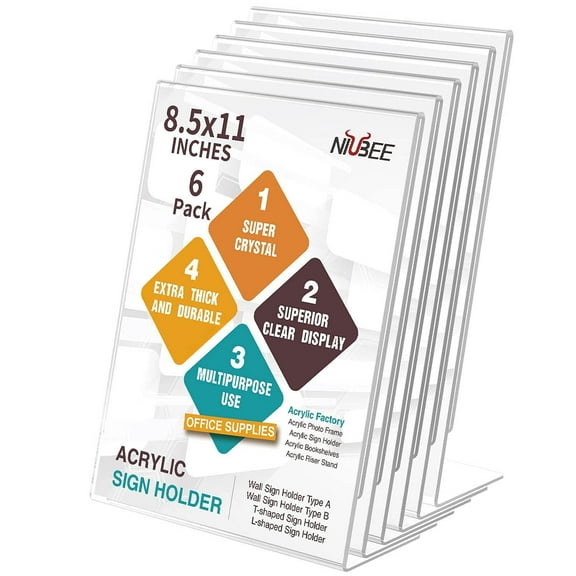 16 Pieces Acrylic Sign Holder 8.5 x 11 Inches Wall Mount Clear Plastic ...