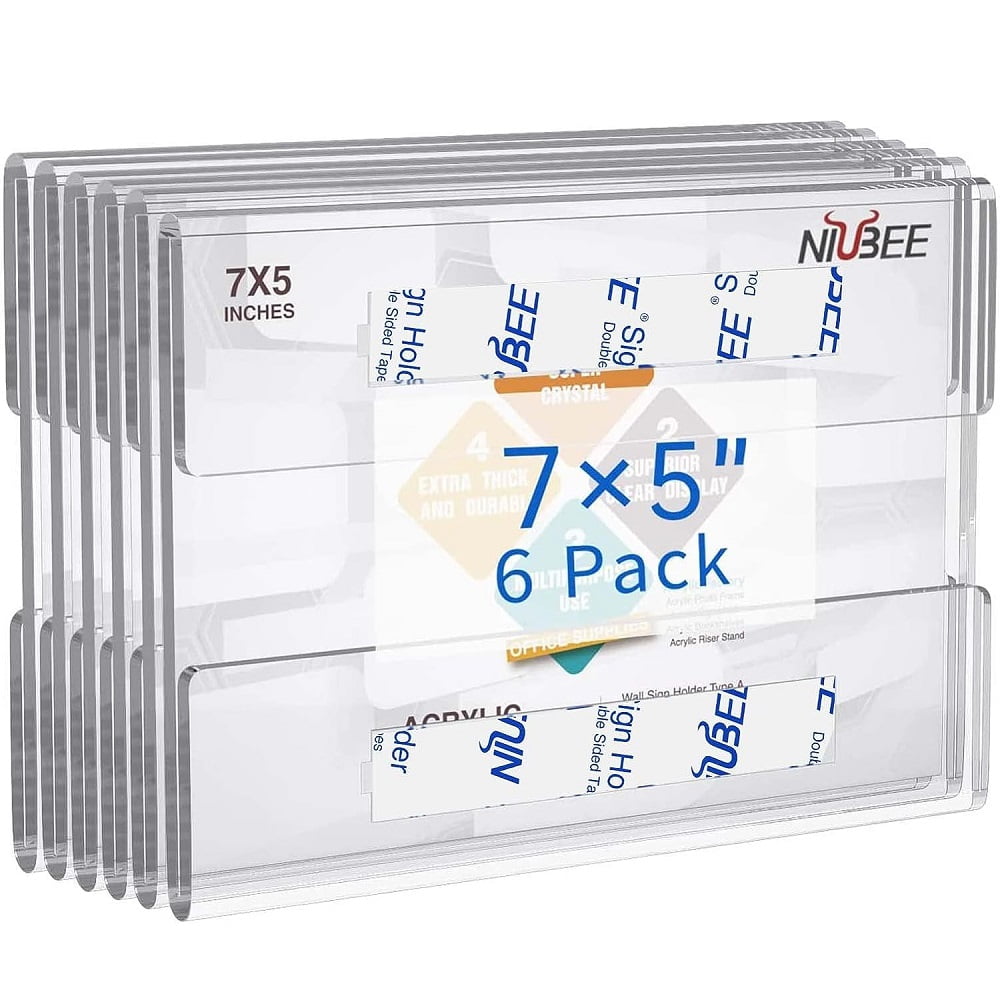 NIUBEE 7x5 Wall Mount Acrylic Sign Holder with 3M Double Sided Tape ...