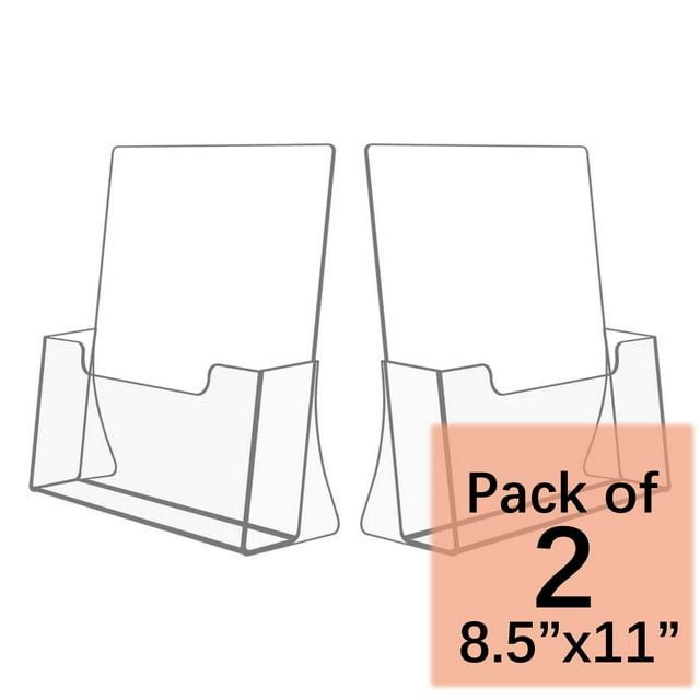 NIUBEE Acrylic Brochure Holder 8.5 * 11 inches 2 Pack, Clear Acrylic ...