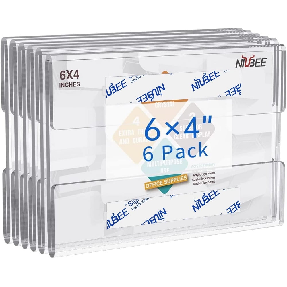 NIUBEE Acrylic Sign Holders,Wall Mount Plastic Sign Holder with 3M ...