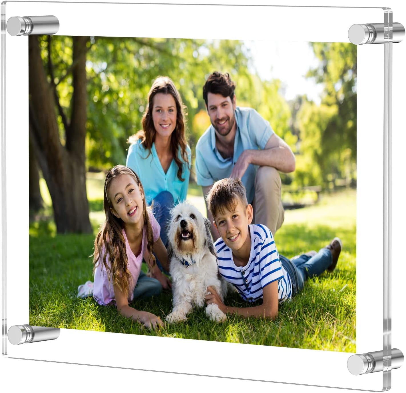 NIUBEE Clear Acrylic Wall Mount Floating Frameless Picture Frame Up to ...