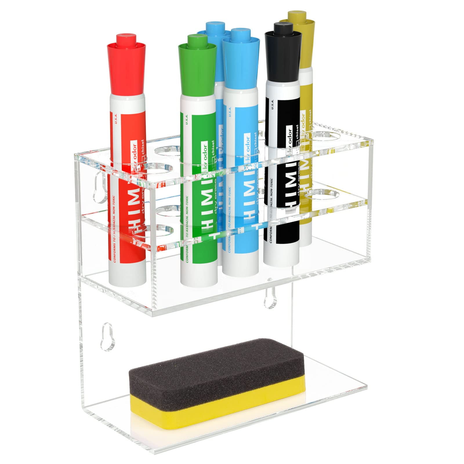 NIUBEE Dry Erase Marker Holder for Whiteboard, Wall Mounted 2-Tier 10 ...