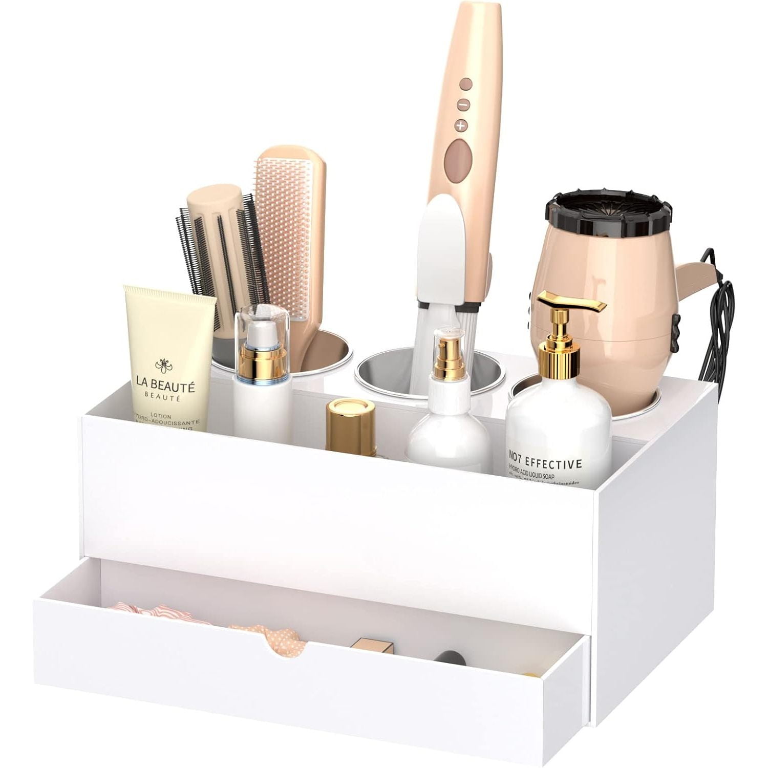 NIUBEE Hair Tool Organizer, White Acrylic Hair Dryer and Styling ...