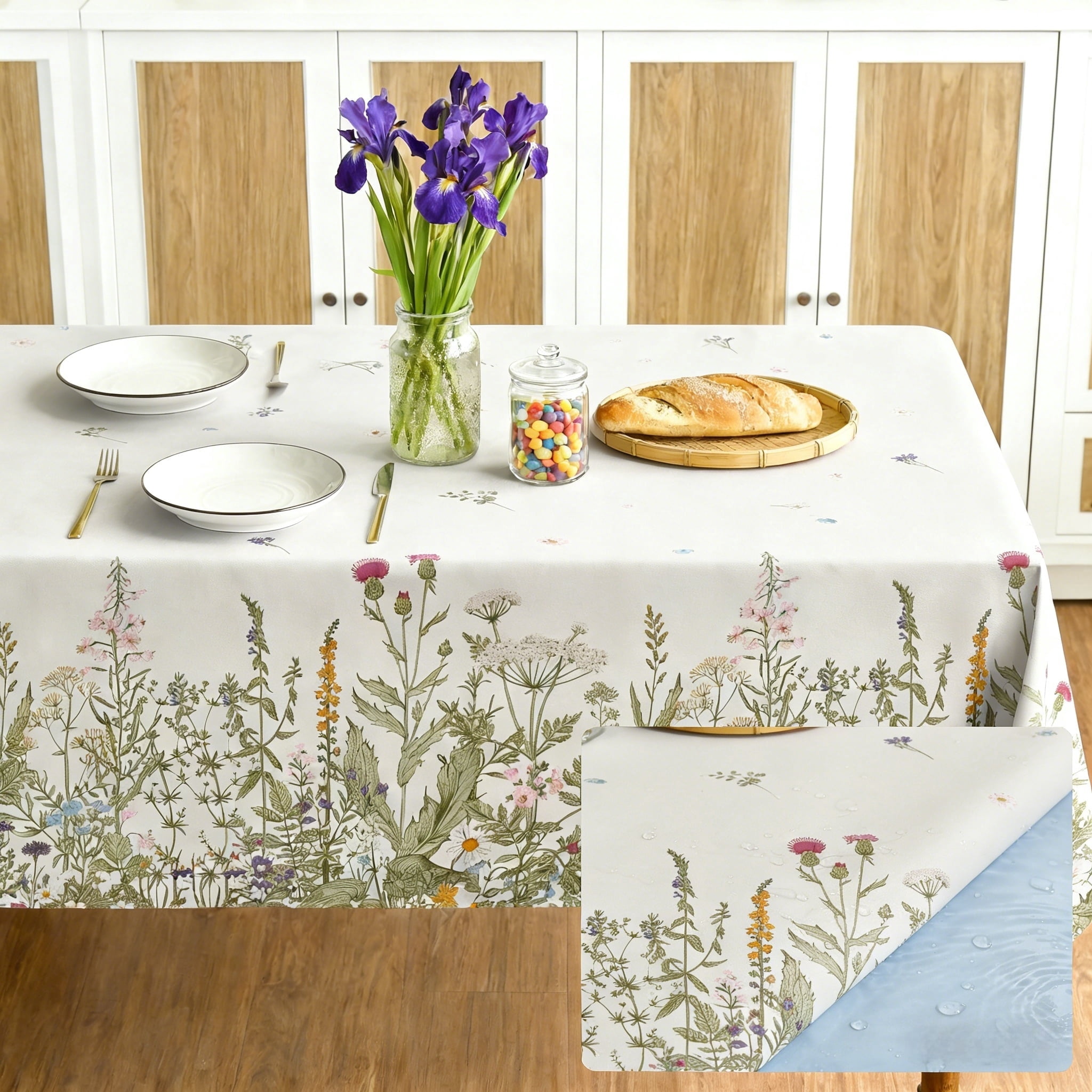 NIUBIER Wildflower Table Cloth,60x84inch for Recatangle Table,Spring ...