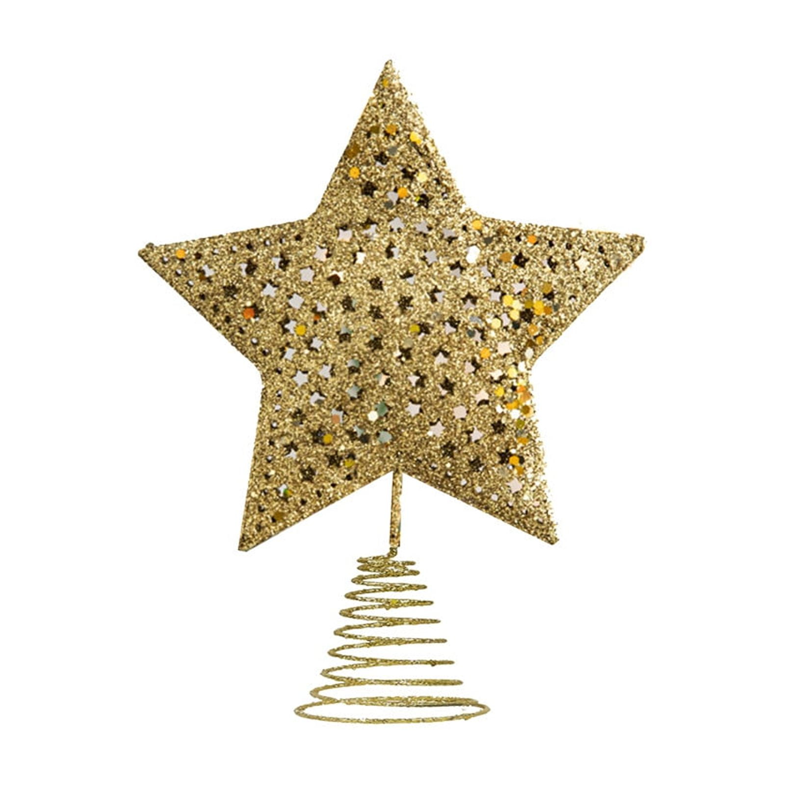 NIUBWJL 6 Inch Christmas Tree Topper Mini Gold Star Tree Topper Small ...