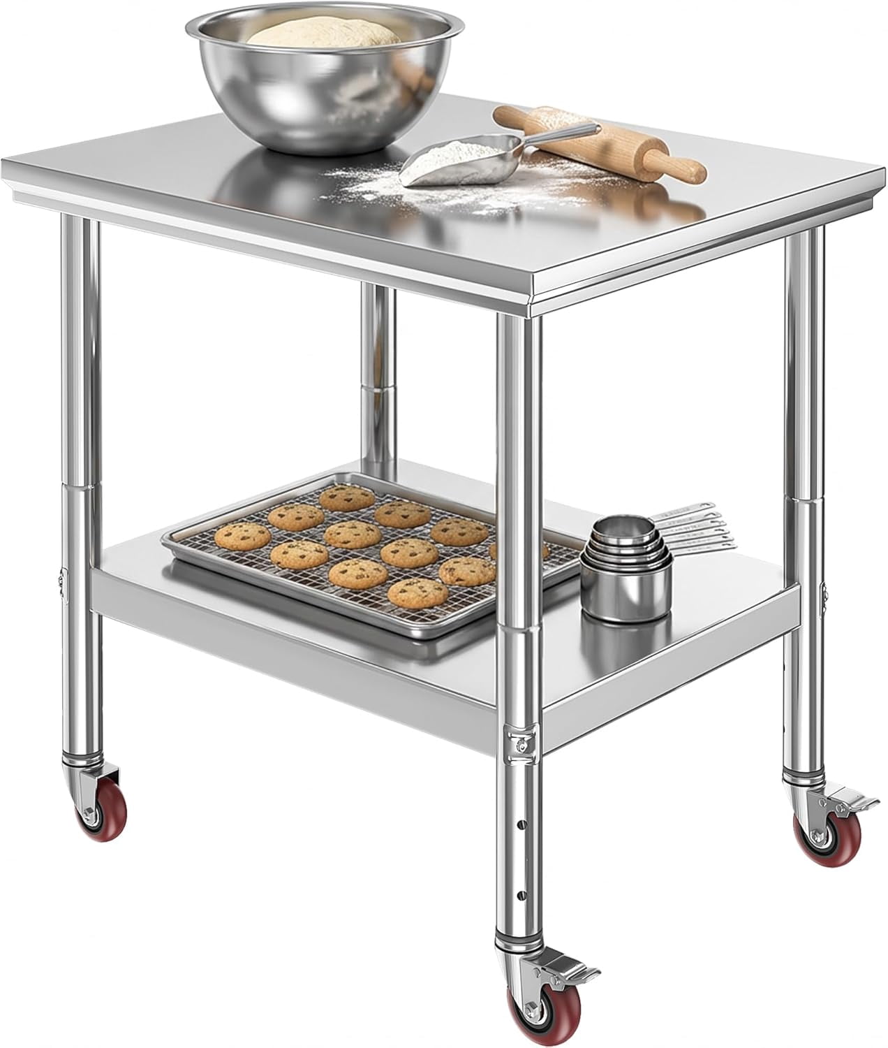 NIUMU 30x24in Stainless Steel Table, NSF Metal Prep Worktable with ...