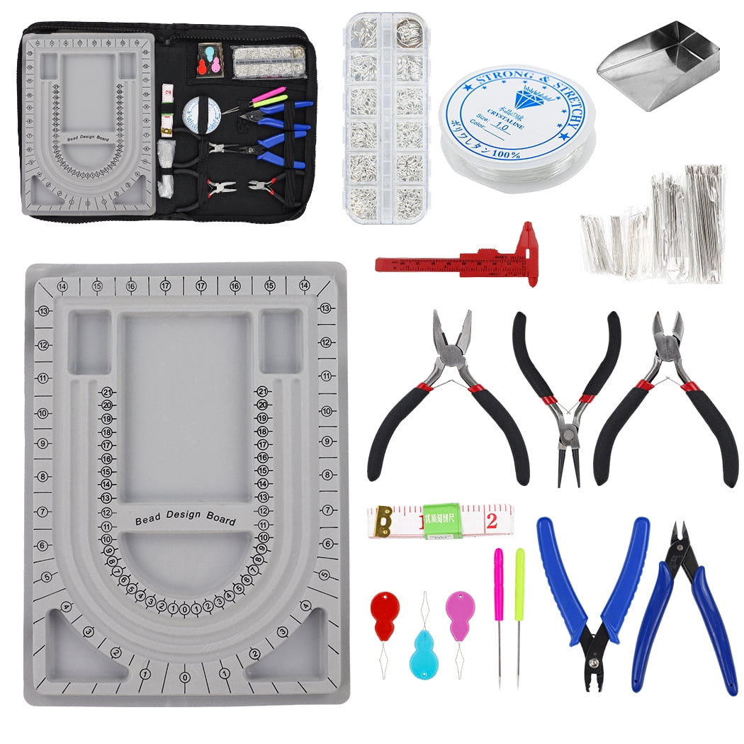 Jewelry Making Set: Bead Board, Tray, Flocked Design, Necklace ...