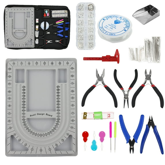 Jewelry Making Set: Bead Board, Tray, Flocked Design, Necklace ...