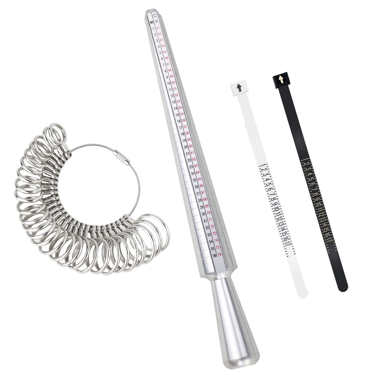 NIUPIKA Ring Sizer Measuring Tool Ring Sizing Mandrel Set Metal Measure ...