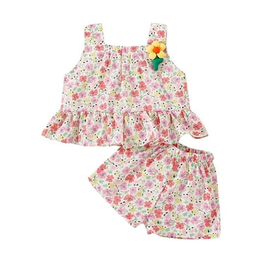 Btween Short Sleeve Tshirt A Line Skirt Peplum Tshirt Biker Dolphin Shorts Outfit Set (Big Girl ...