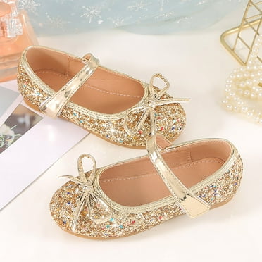 Felix & Flora Girls Gold Dress Shoes Mary Jane Ballet Flats Party ...