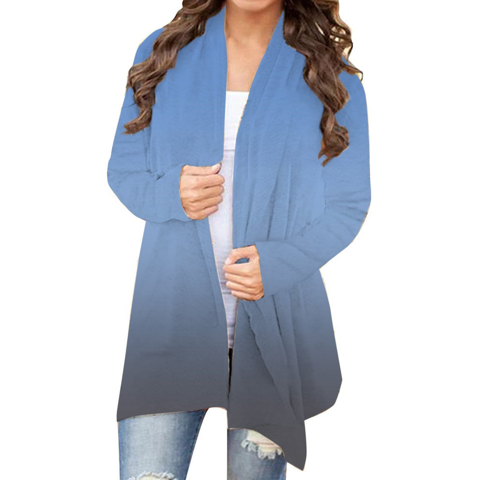 NIUREDLTD Women's Cardigan Long Sleeve Cardigan For Women Gradient Open ...