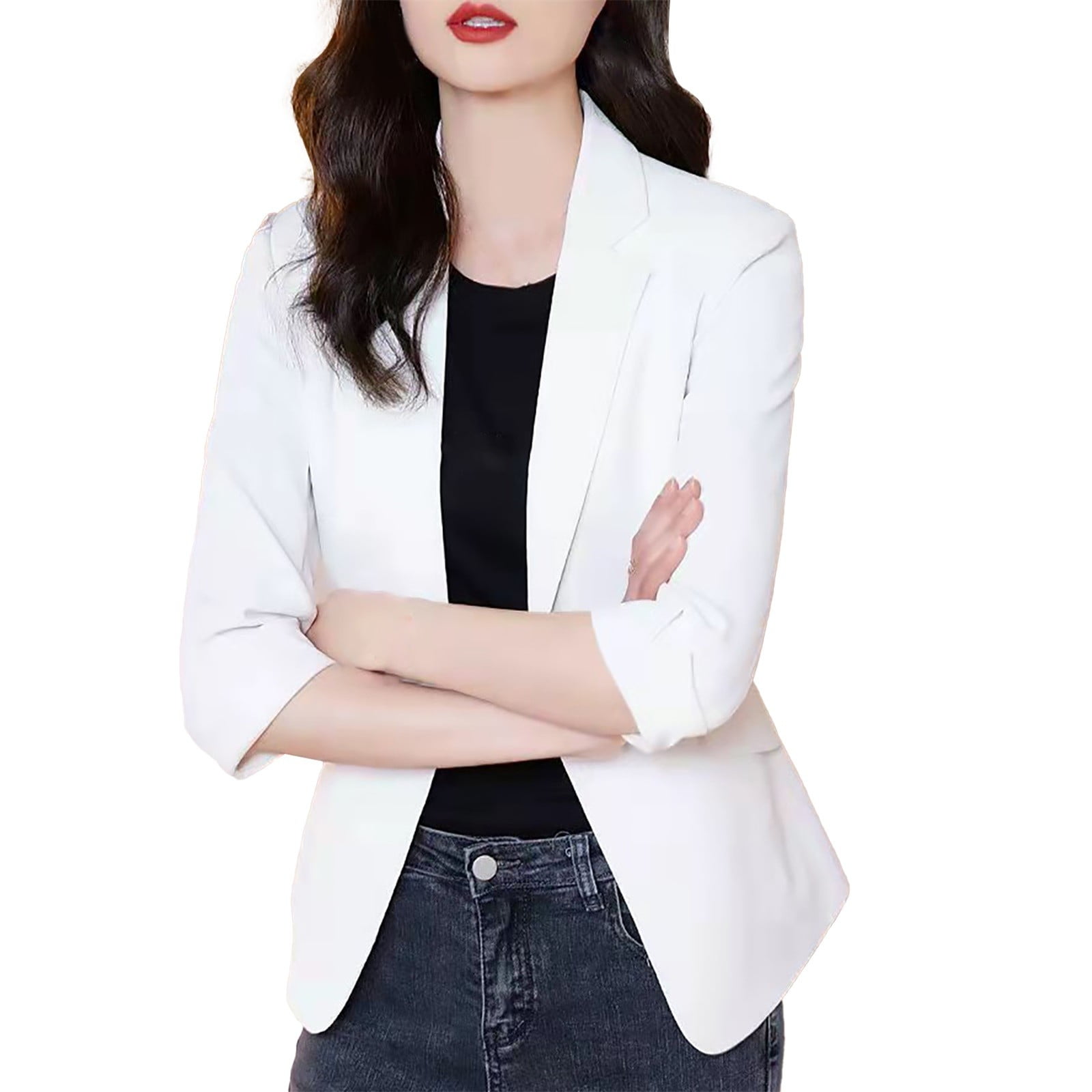 NIUREDLTD Women's Fall Winter Blazer Jacket Long Sleeve Solid Color ...