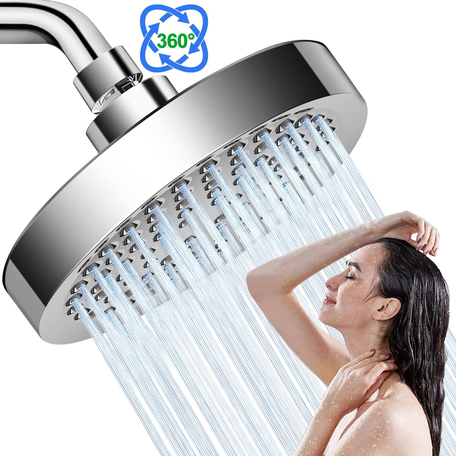 NIUTA Shower Head, 6" Adjustable High Pressure Rain Showerhead with ...