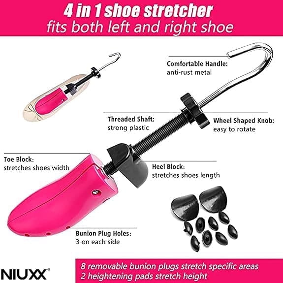 NIUXX Shoe Stretcher Wide Feet 4-Way Adjustable Width Length Shoe Tree ...