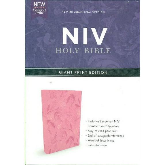 NIV Giant Comfort Print Holy Bible (Pink Leathersoft) - Walmart.com