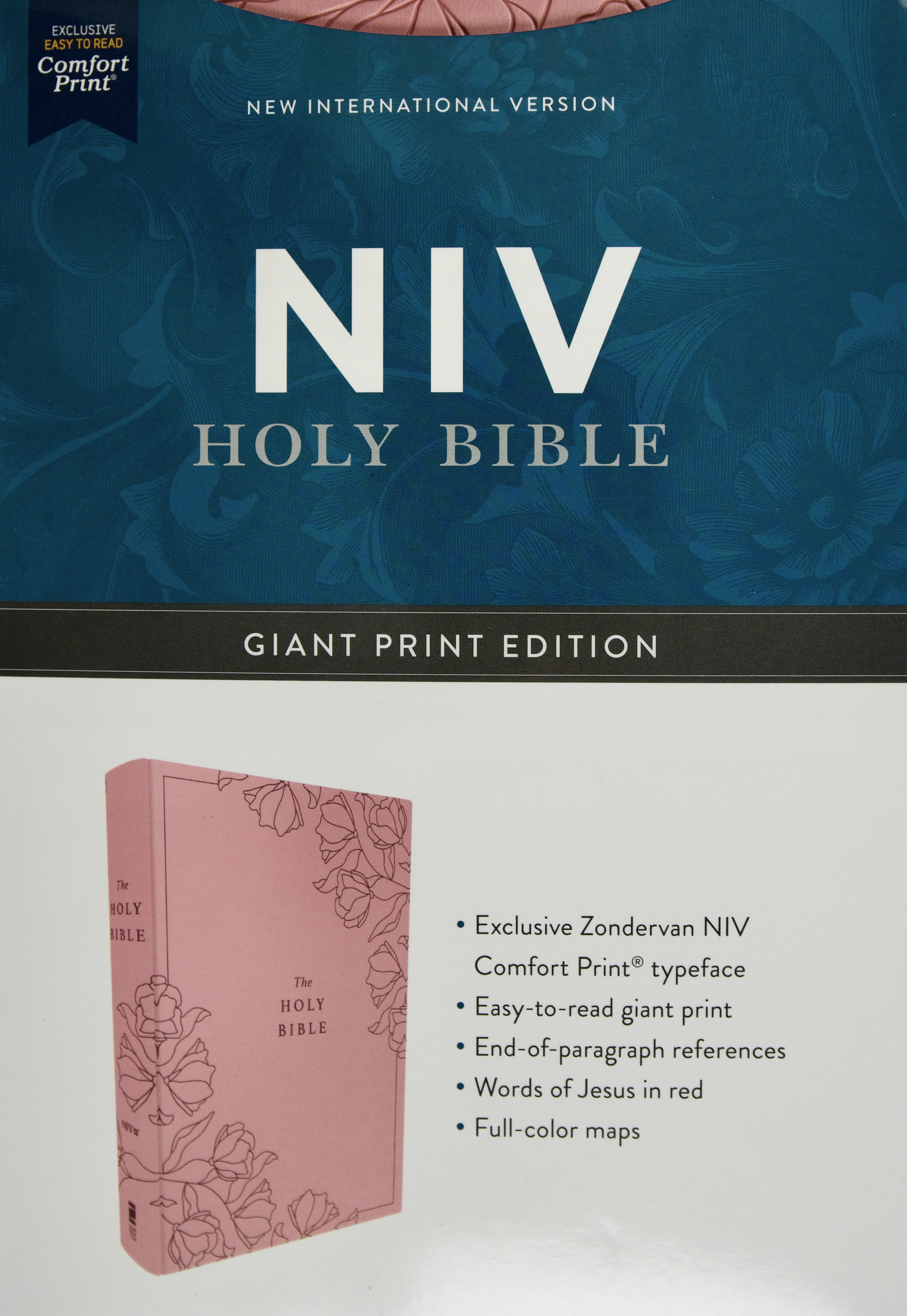 NIV Holy Bible Giant Zondervan Comfort Print Edition, Gold Glid, Pink - Walmart.com