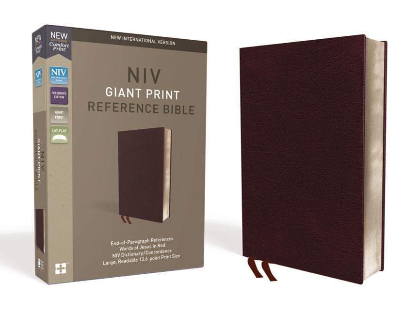 NIV, Reference Bible, Giant Print, Bonded Leather, Burgundy, Red Letter ...
