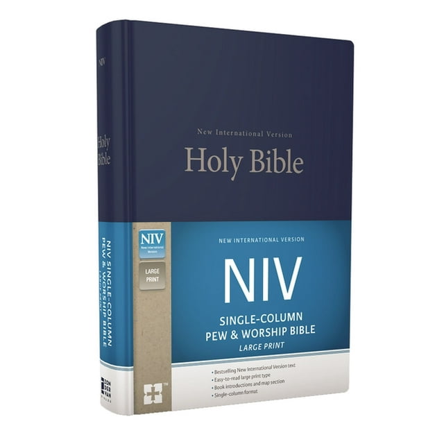 NIV, Single-Column Pew and Worship Bible, Large Print, Hardcover, Blue ...