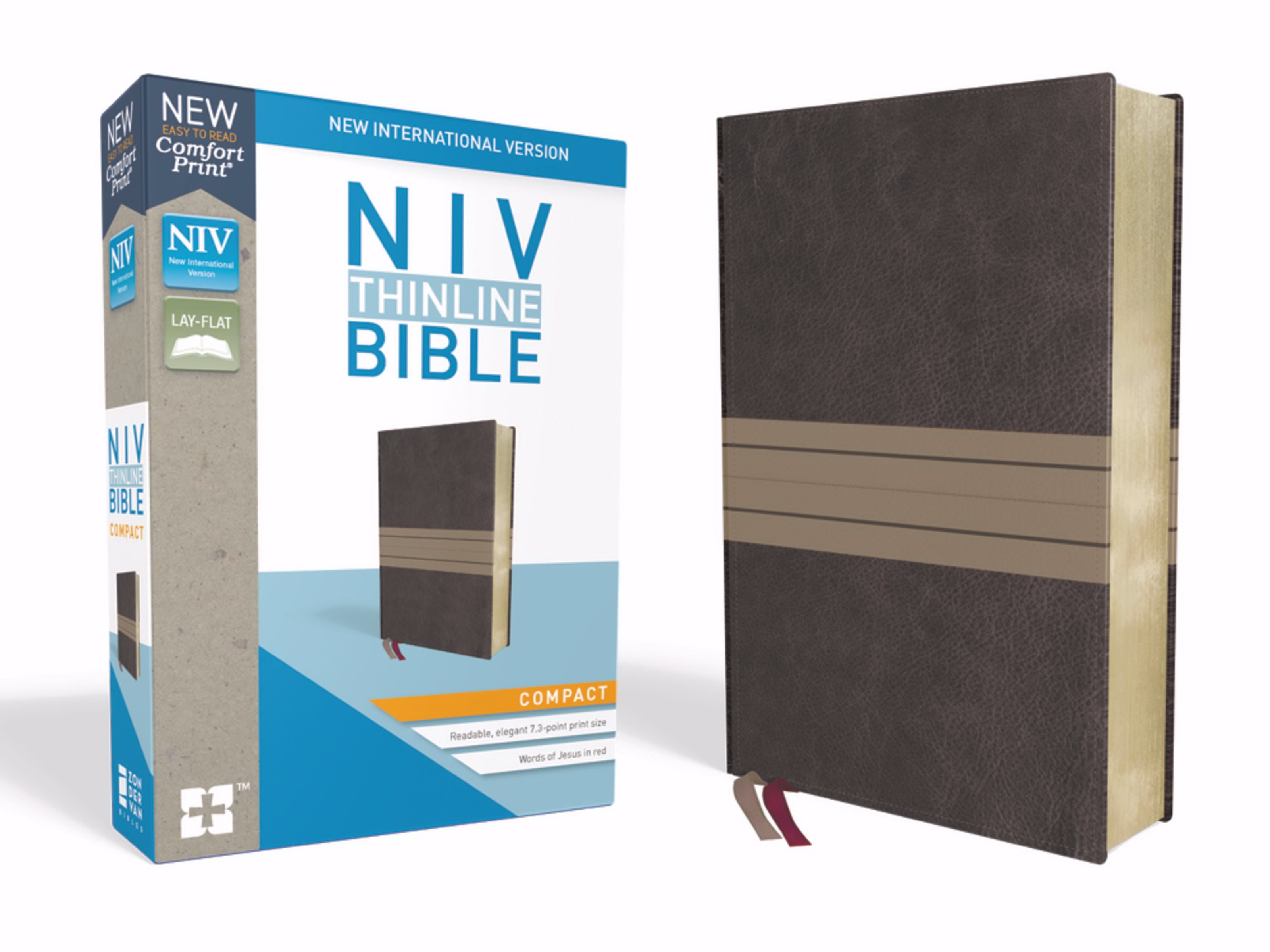 NIV Thinline Bible/Compact (Comfort Print)-Chocolate/Tan Leathersoft ...