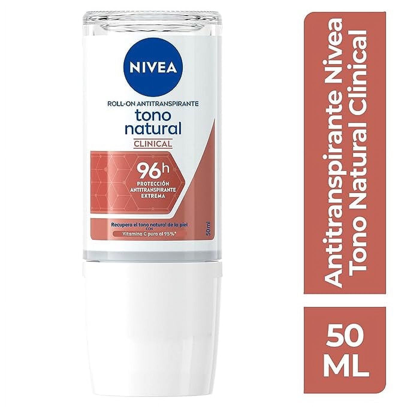 NIVEA Clinical Whitening Deodorant, Natural Tone Roll-On, 96 Hour ...