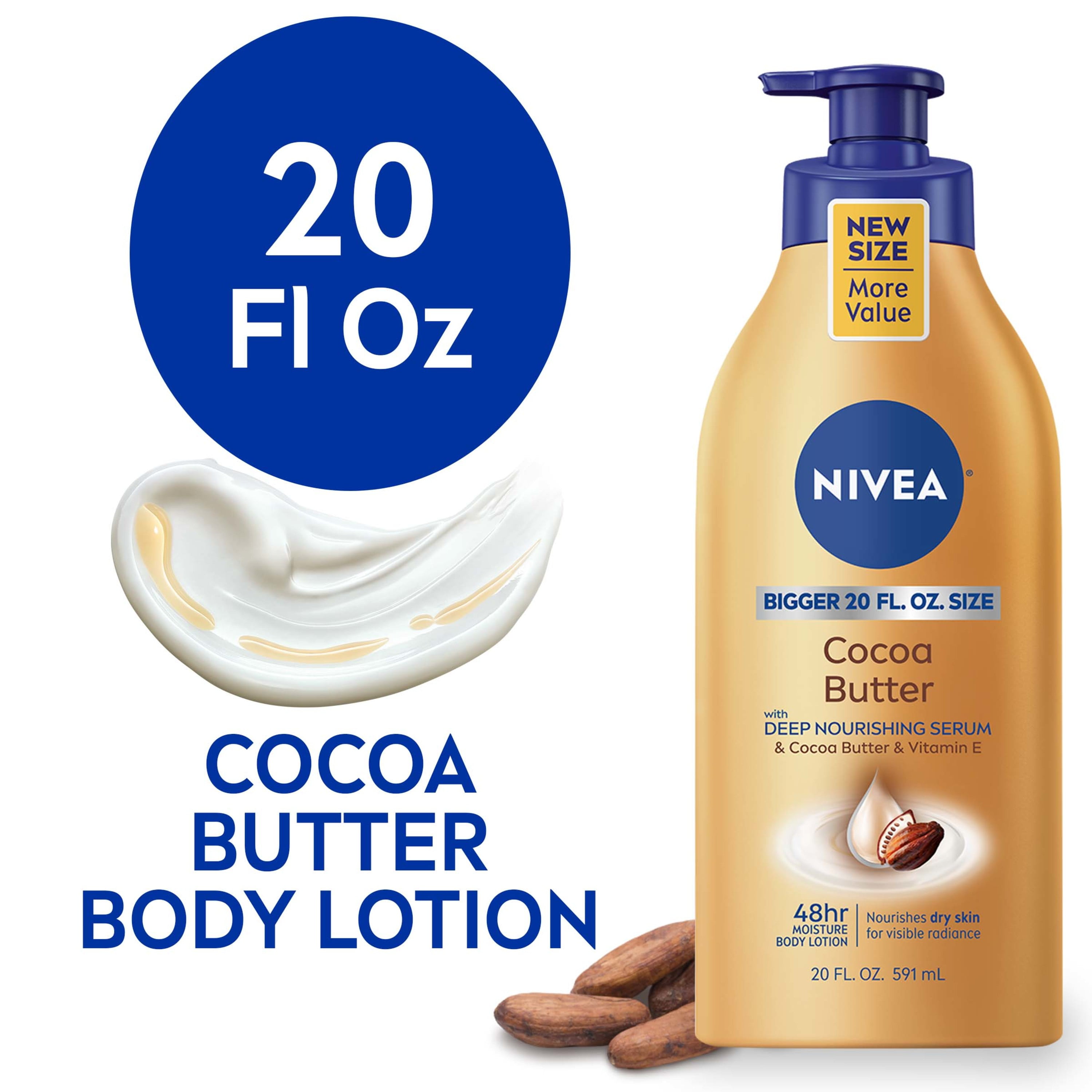 NIVEA Cocoa Butter Body Lotion with Deep Nourishing Serum, 20 Fl Oz ...