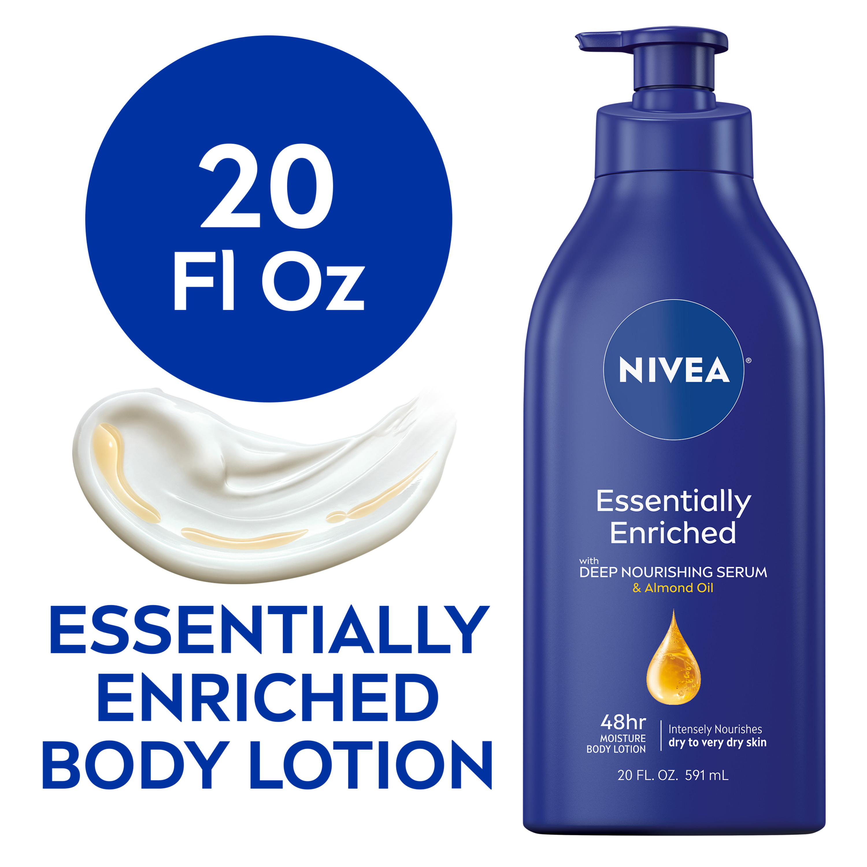 NIVEA Essentially Enriched Body Lotion for Dry Skin, 33.8 Fl Oz Pump ...
