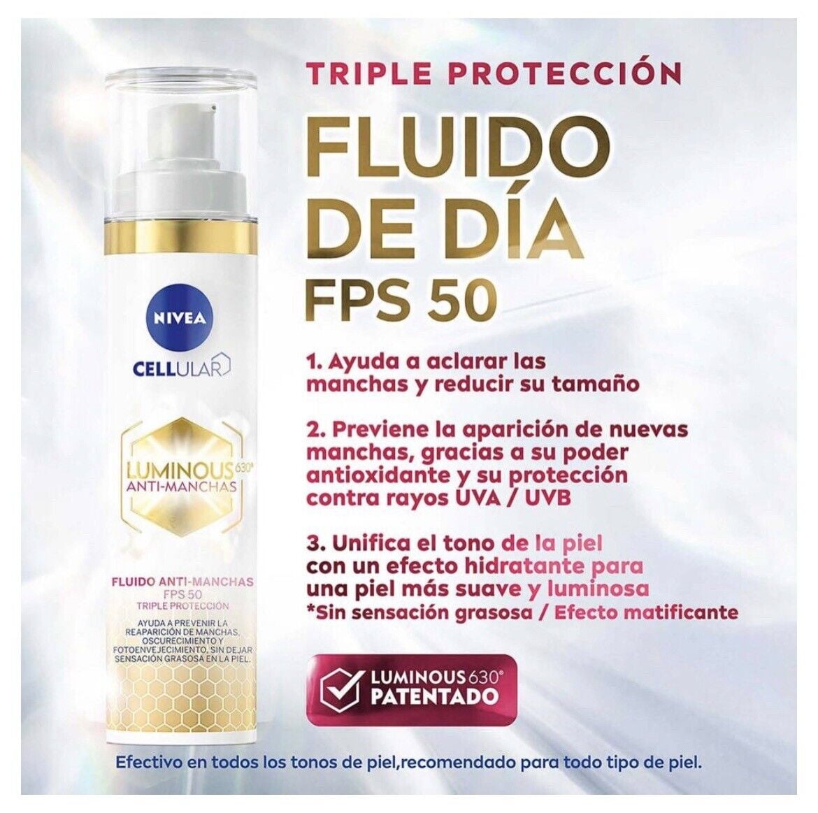 NIVEA Facial Skin Care Luminous Cream FPS 50 Anti-Manchas 40ml ...