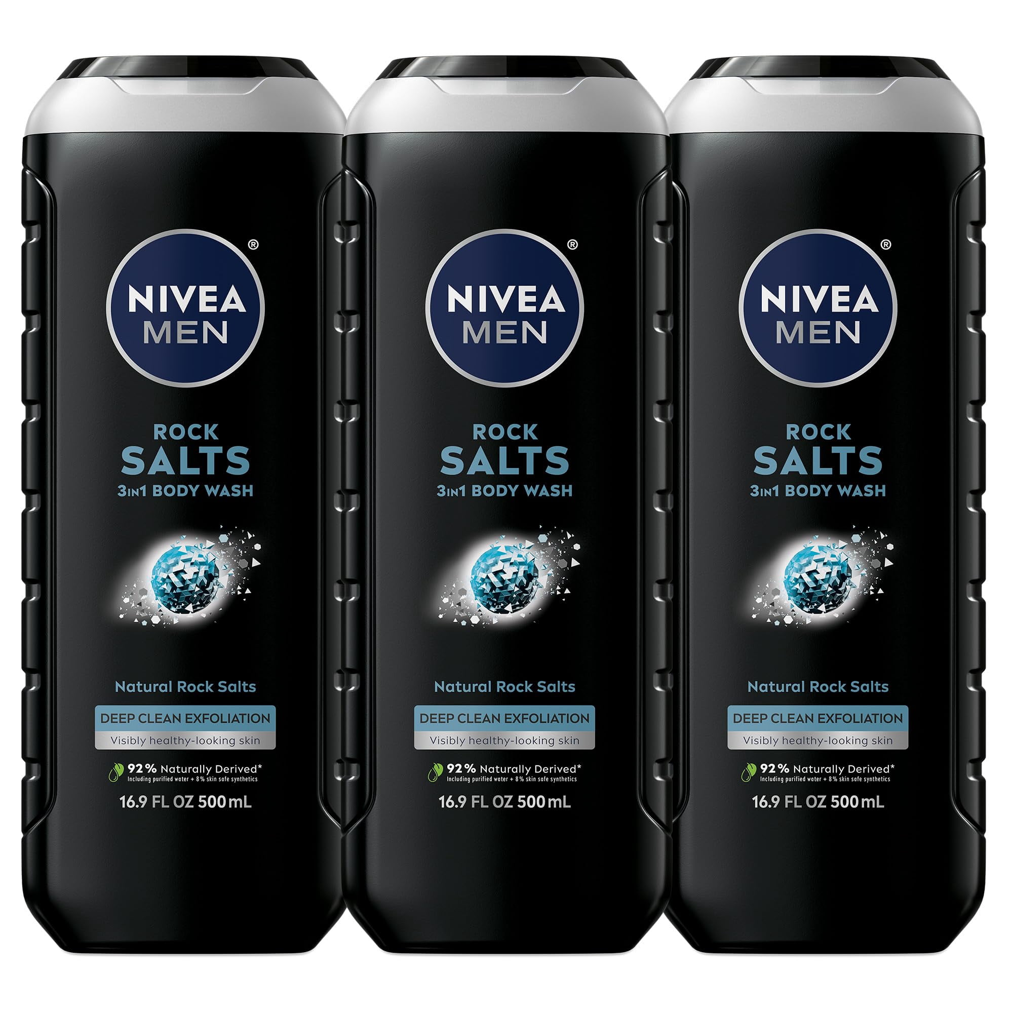 NIVEA MEN Deep Clean TMA2 Rock Salts Body Wash with Scrub Particles and ...