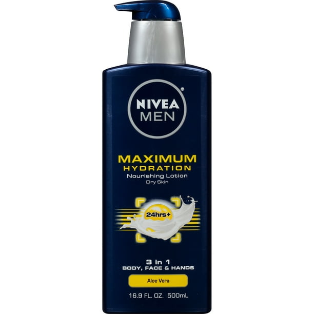 NIVEA MEN Maximum Hydration 3-in-1 Body Lotion, 16.9 Fl Oz Bottle ...