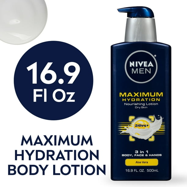 NIVEA MEN Maximum Hydration 3-in-1 Body Lotion, 16.9 Fl Oz Bottle - Walmart.com