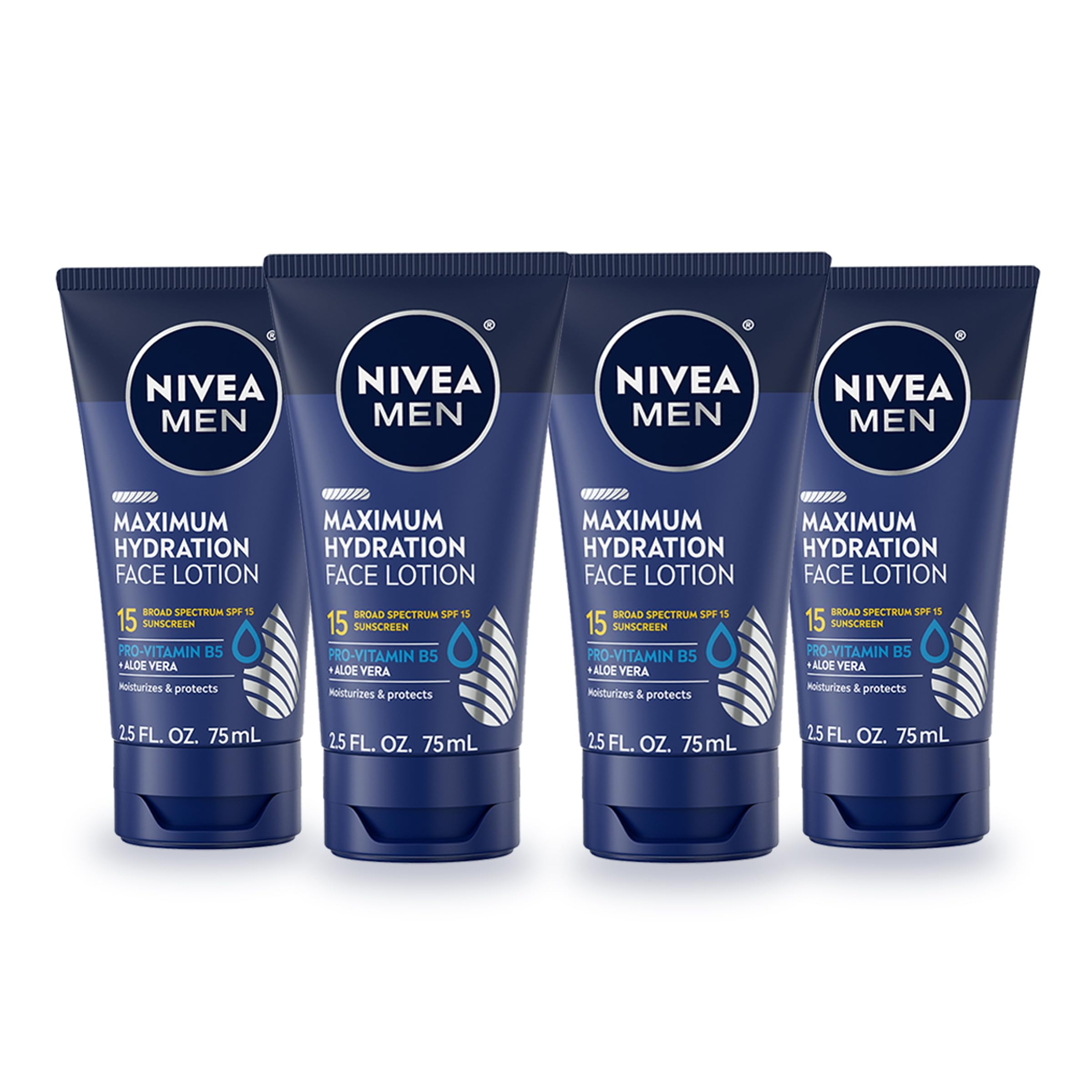 NIVEA MEN Maximum Hydration Face Lotion with Broad Spectrum SPF 15 Sunscreen, Lightweight ...