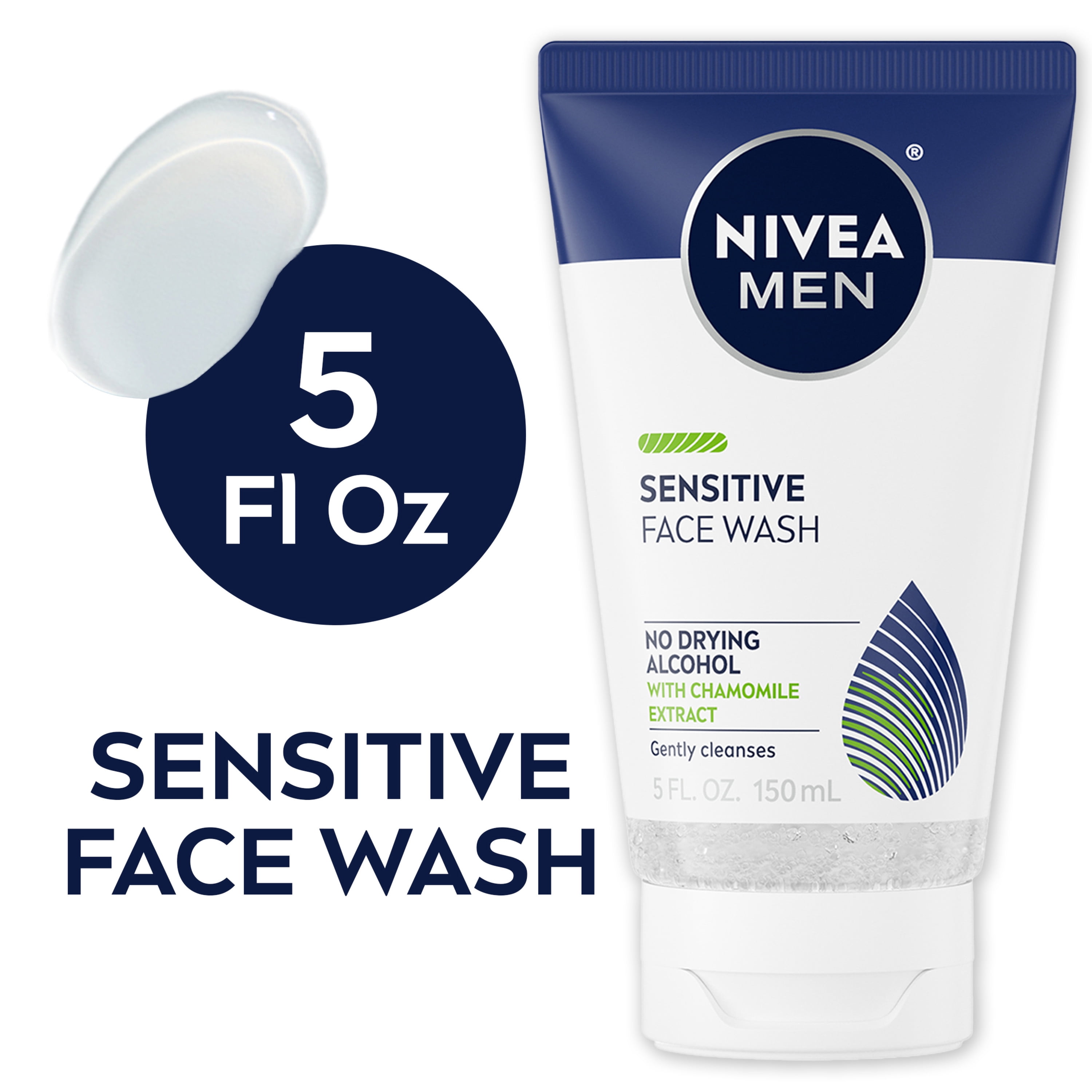 NIVEA MEN Sensitive Face Wash, with Vitamin E, Chamomile and Witch ...
