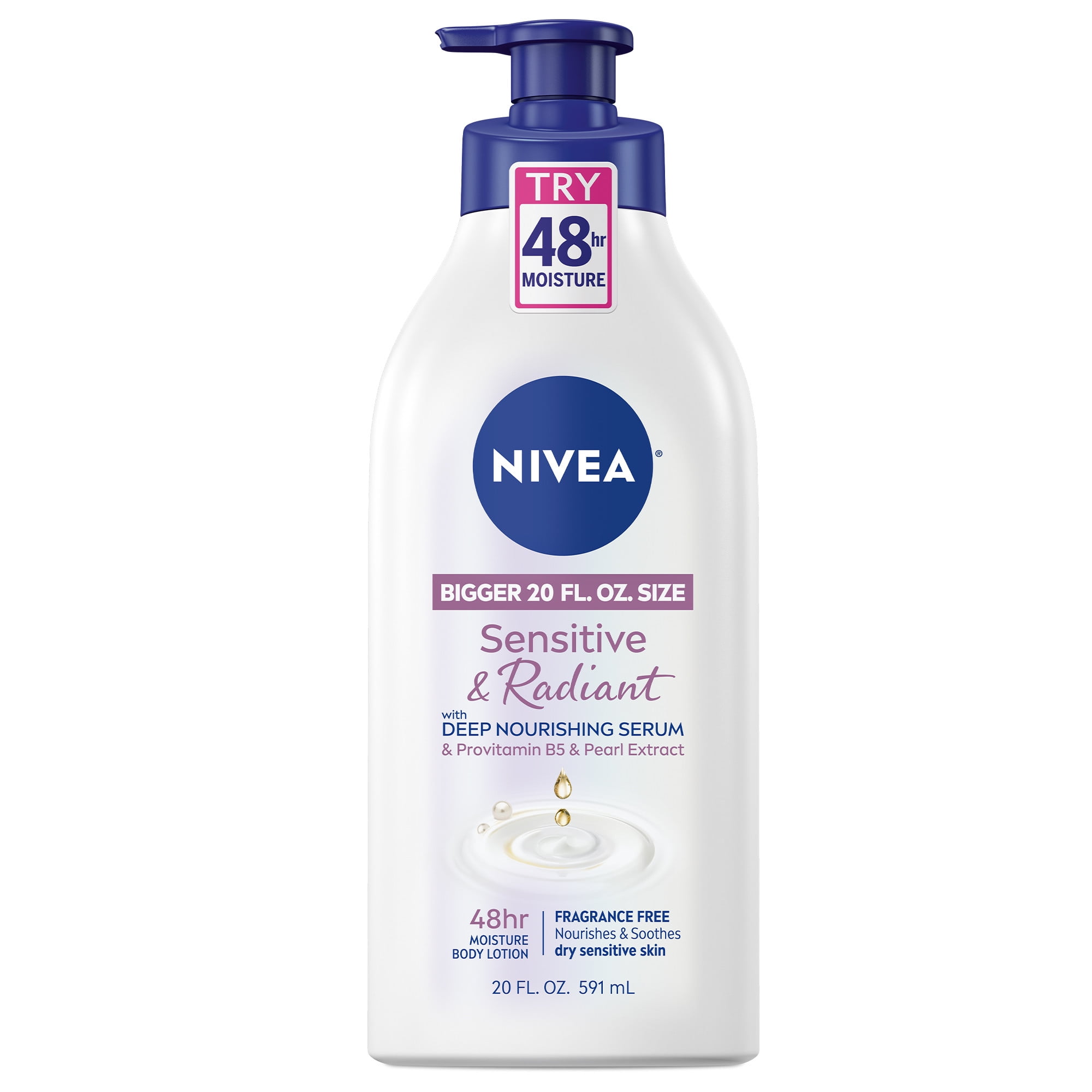 NIVEA Sensitive & Radiant Body Lotion for Dry Skin, Fragrance Free ...