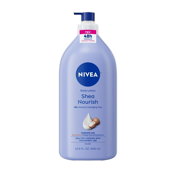 NIVEA Shea Nourish Body Lotion for Dry Skin with Hyaluronic Acid and Shea Butter, 33.8 fl oz ...