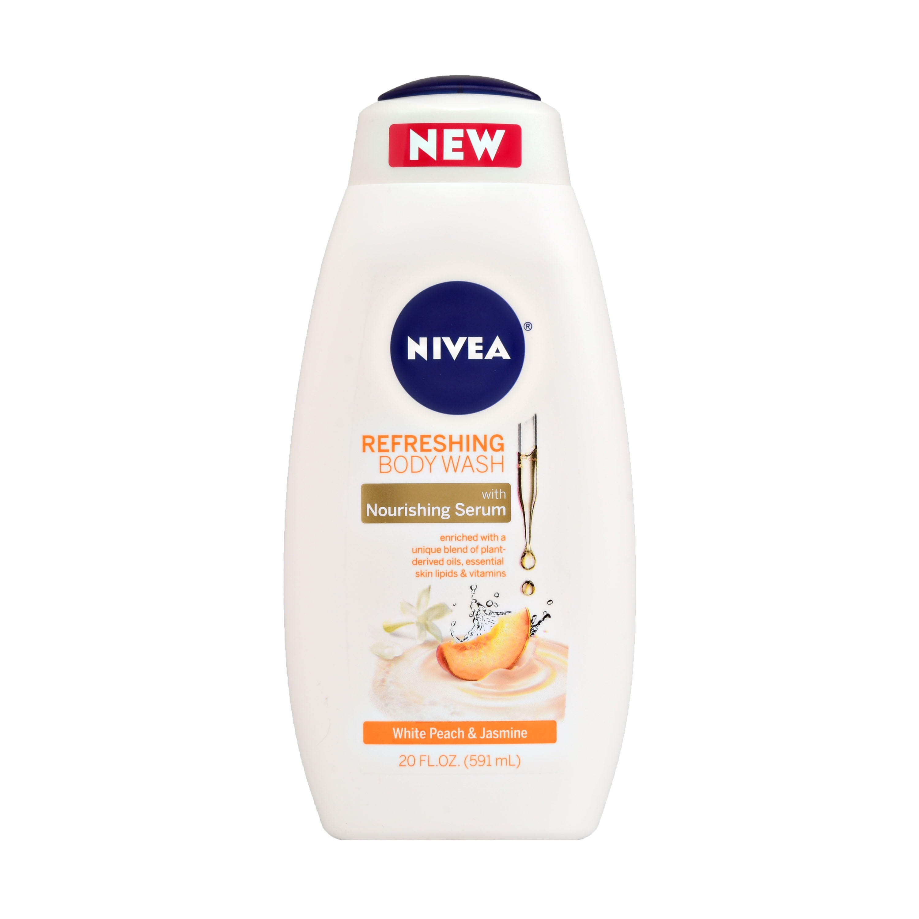 NIVEA White Peach and Jasmine Body Wash with Nourishing Serum, 20 Fl Oz ...