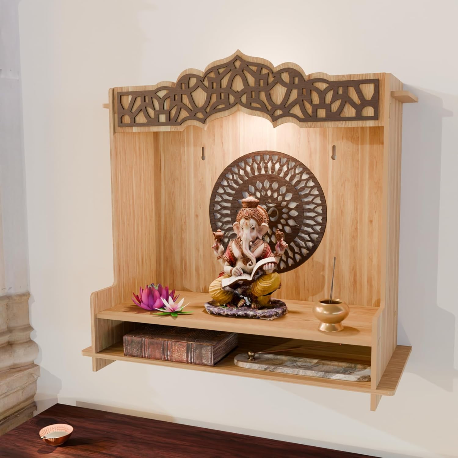 NIVED GANGA Mandir with Spotlight Biggest Mandir with Extra Storage 21 ...