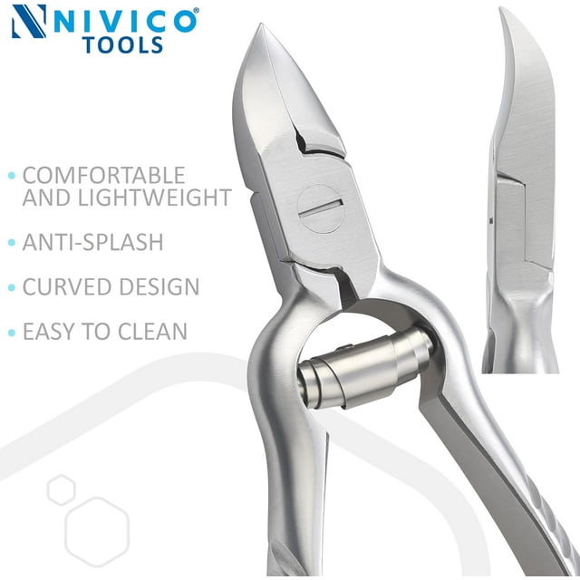 NIVICO Heavy Duty Toe Nail Clippers for Thick Nails, Satin (Dull ...
