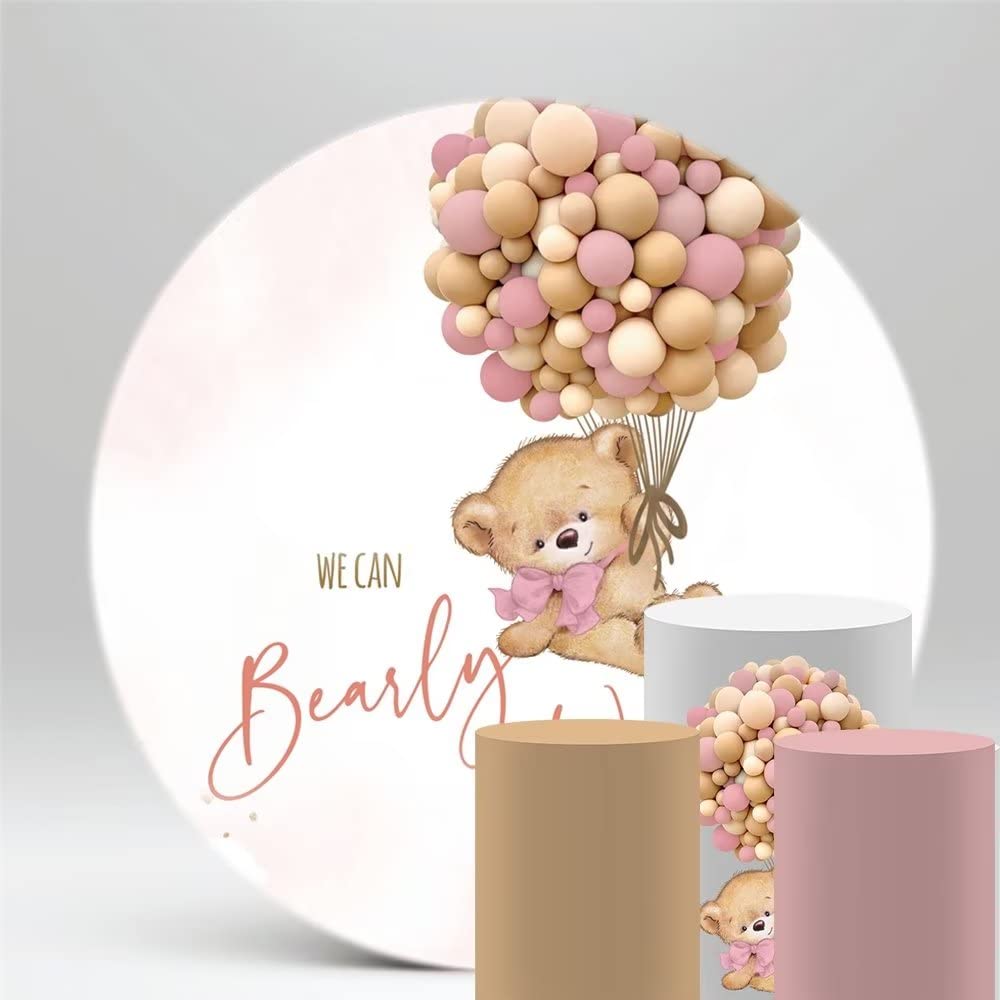 NIVIUS PHOTO Baby Shower Round Backdrop Cover We Can Bearly Wait to ...